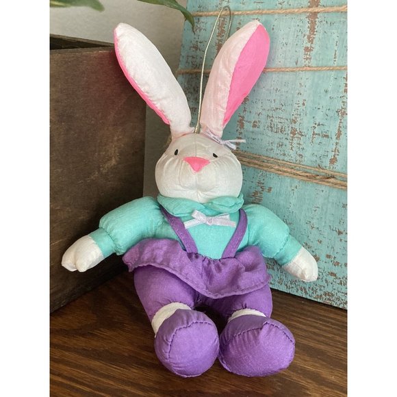 Toys | Vintage Easter Minis Gibson Plush Stuffed Puff Rabbit Bunny Blue ...